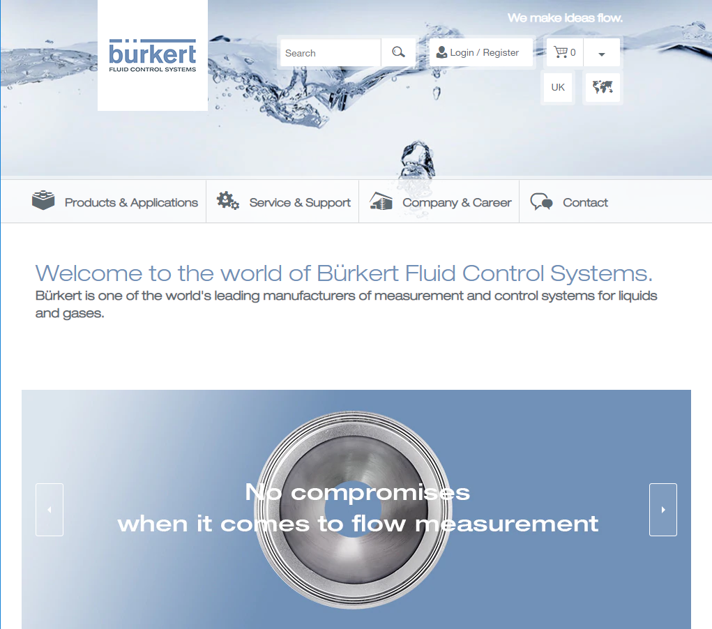 New international website with B2B shop for Bürkert