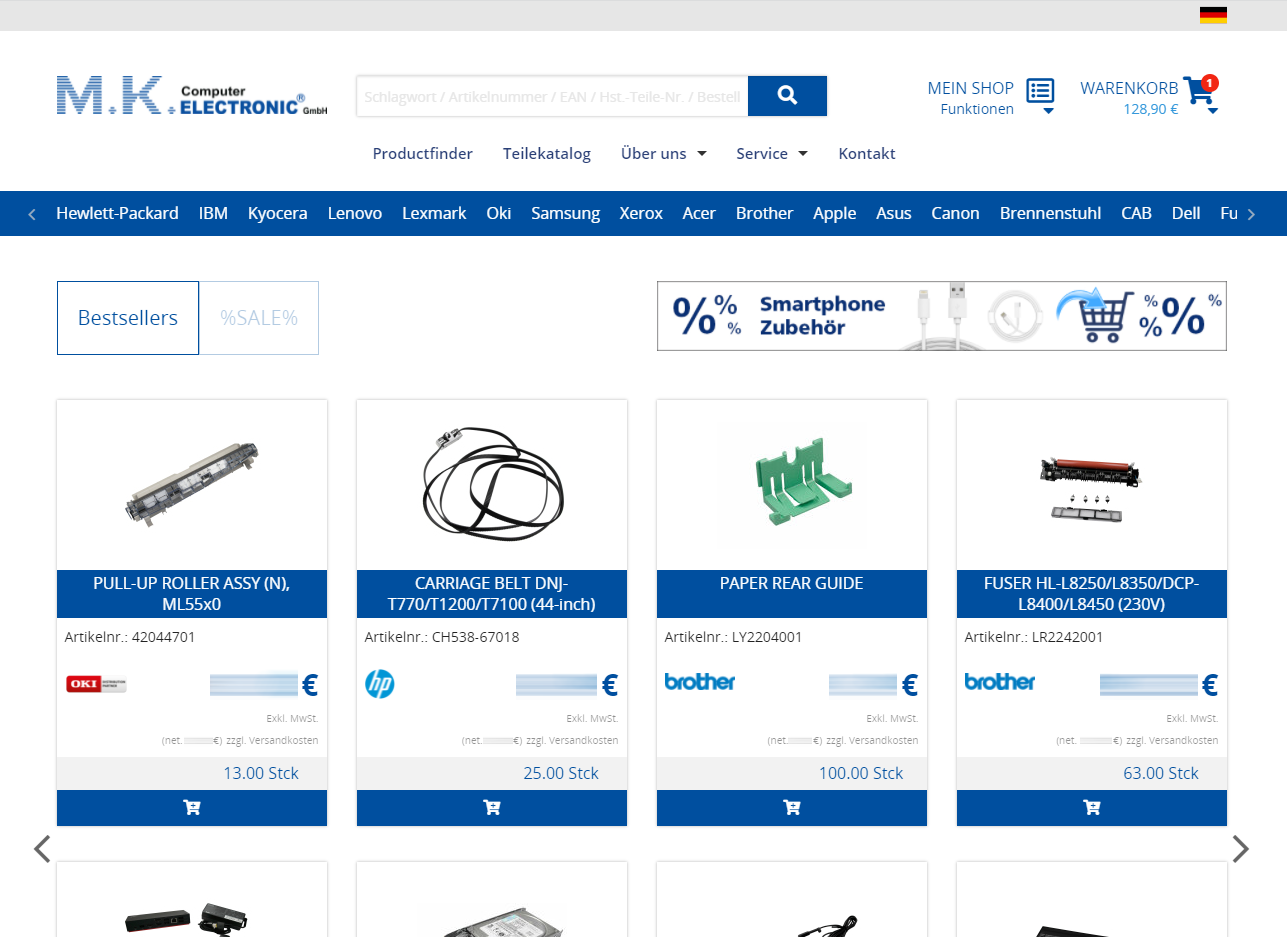 Multishop mit Dynamics-AX-Integration für M.K. Electronics